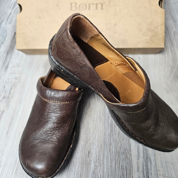 Born | Shoes | Born Toby Clogs Women 95m Brown Leather Comfort Slip On ...
